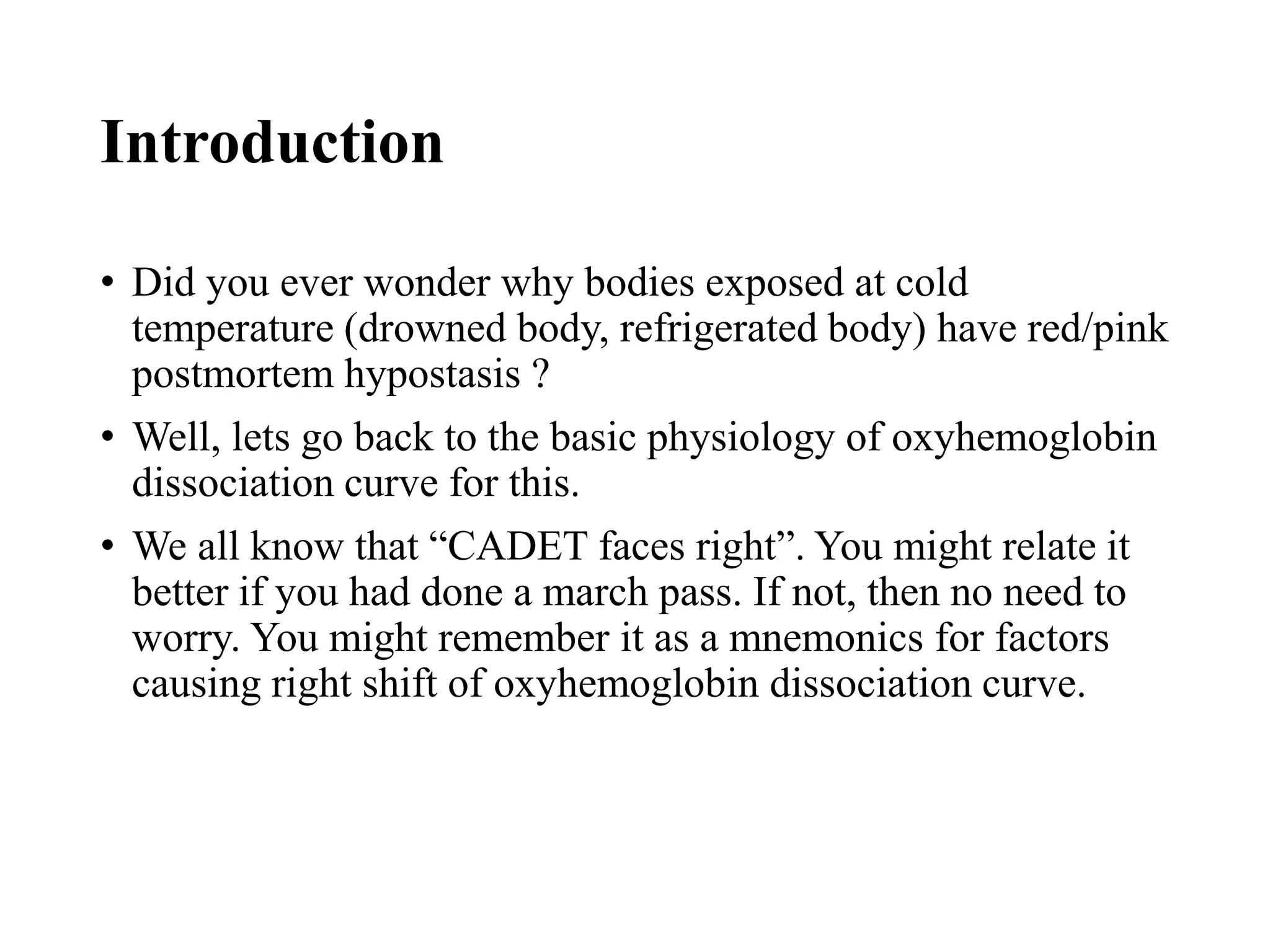 Basis for red/pink lividity at cold temperature | PPTX | Blood ...