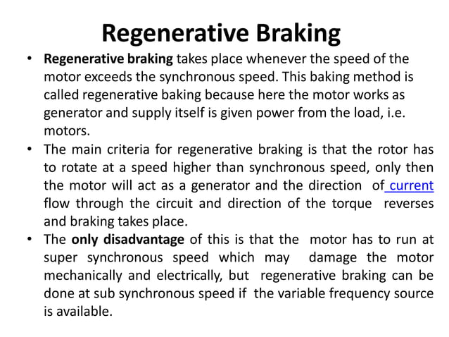 Breaking,Types of Electrical Braking system, Regenerative Braking ...