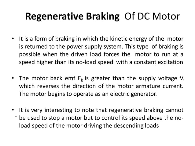 Breaking,Types of Electrical Braking system, Regenerative Braking ...