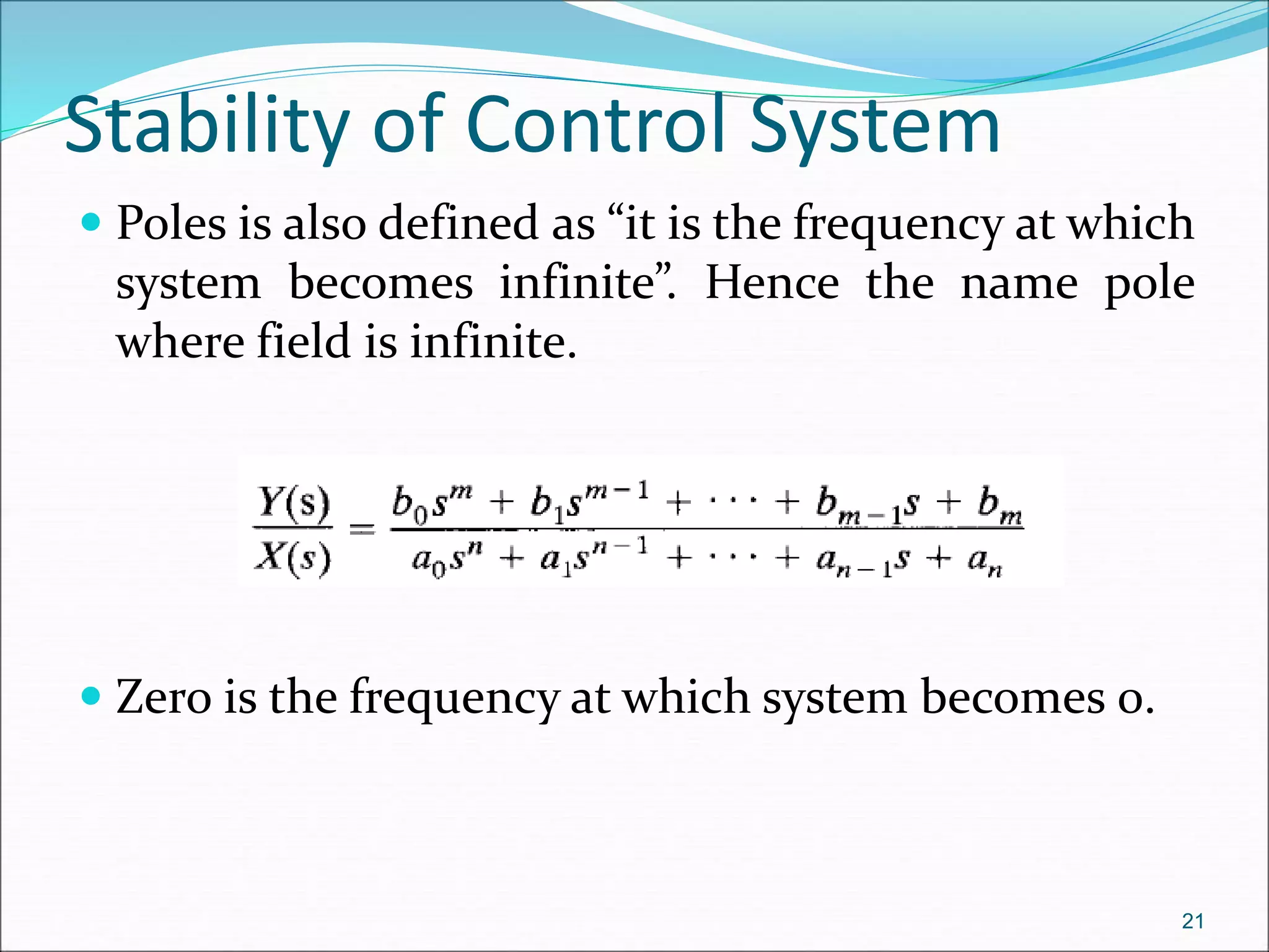 Transfer Function, Concepts of stability(critical, Absolute & Relative ...