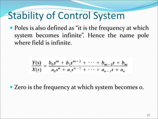 Transfer Function, Concepts of stability(critical, Absolute & Relative ...