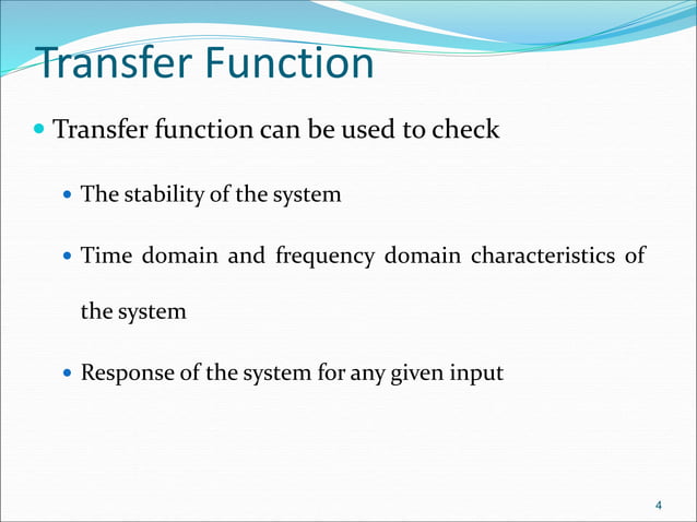 Transfer Function, Concepts of stability(critical, Absolute & Relative ...