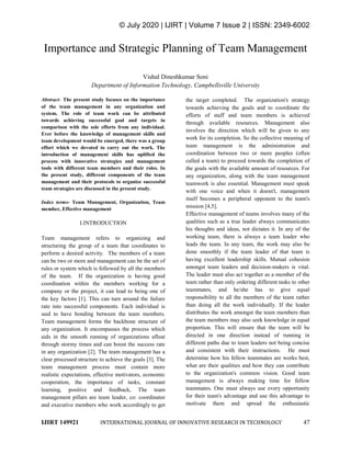 Importance and Strategic Planning of Team Management | PDF | Executive ...