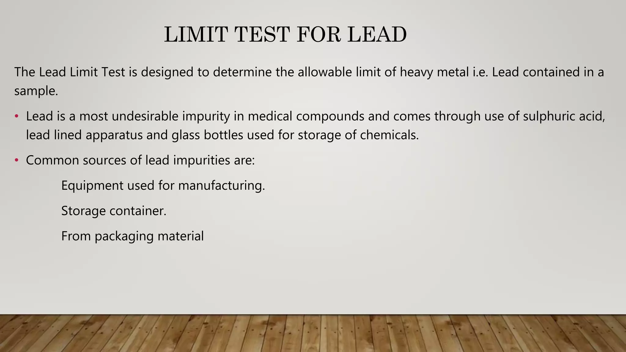 limit test for lead | PPTX