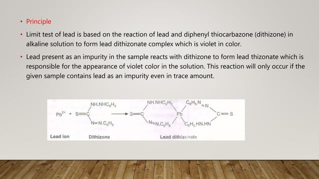 limit test for lead | PPTX | Chemistry | Science