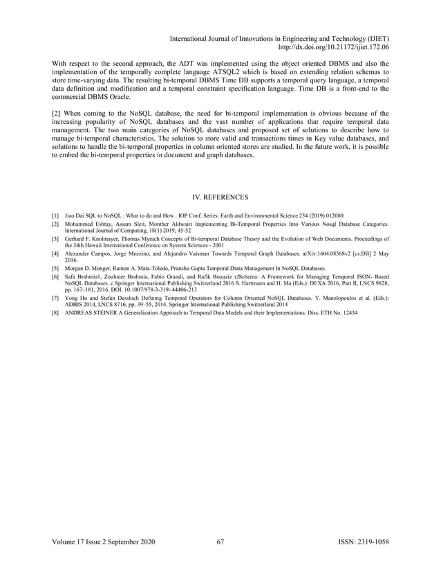 Management of Bi-Temporal Properties of Sql/Nosql Based Architectures – A Review | PDF