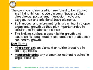 Nutritional requirements of microorganisms | PPTX