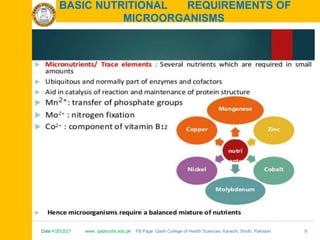 Nutritional requirements of microorganisms | PPTX