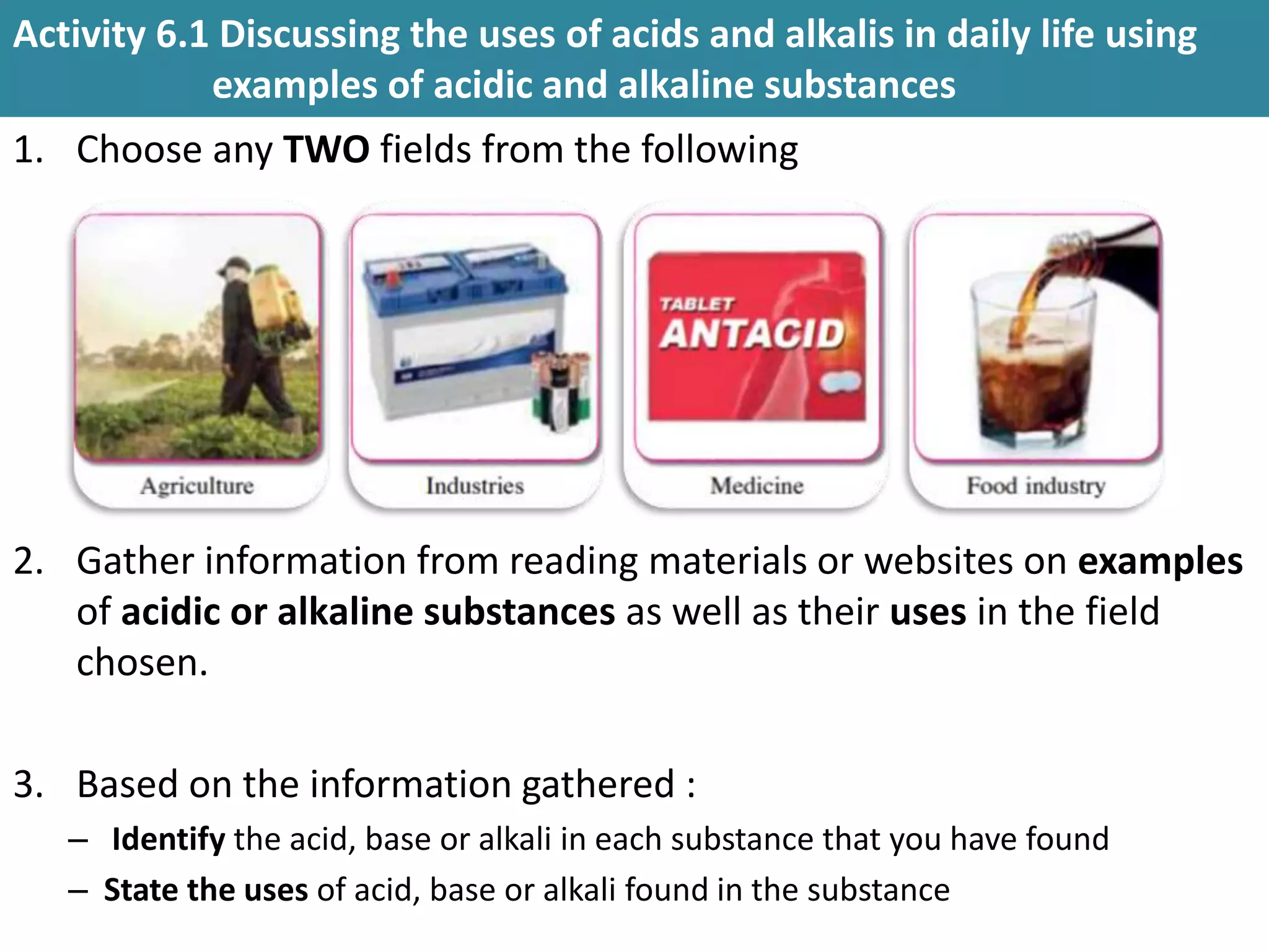 6.1 Role of water in showing acidic and alkaline properties (PPT) | PPTX