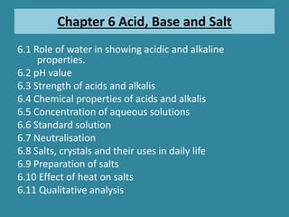 6.1 Role of water in showing acidic and alkaline properties (PPT) | PPTX