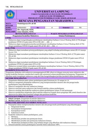 6. rencana pengamatan | PDF