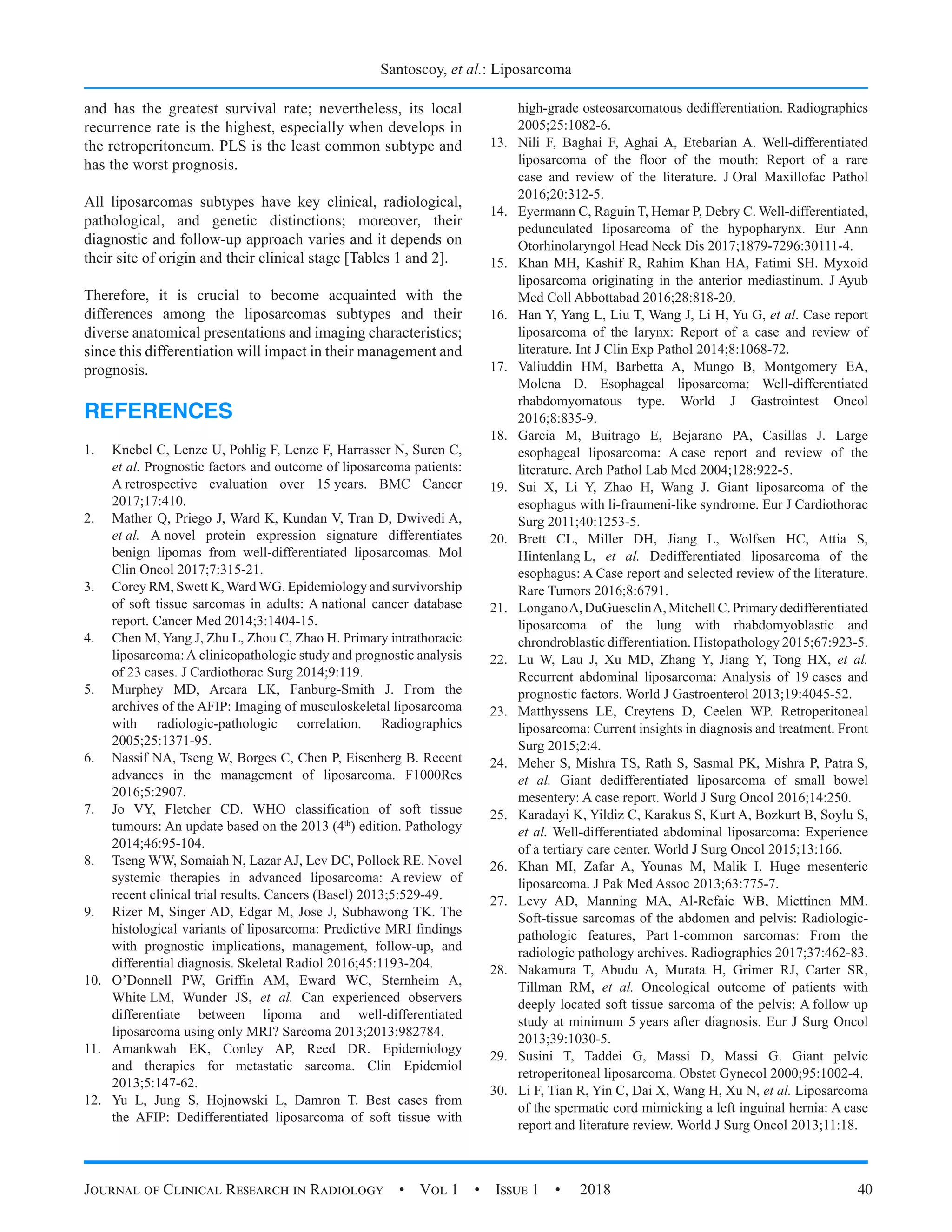 Liposarcoma: A Pictorial and Literature Review | PDF