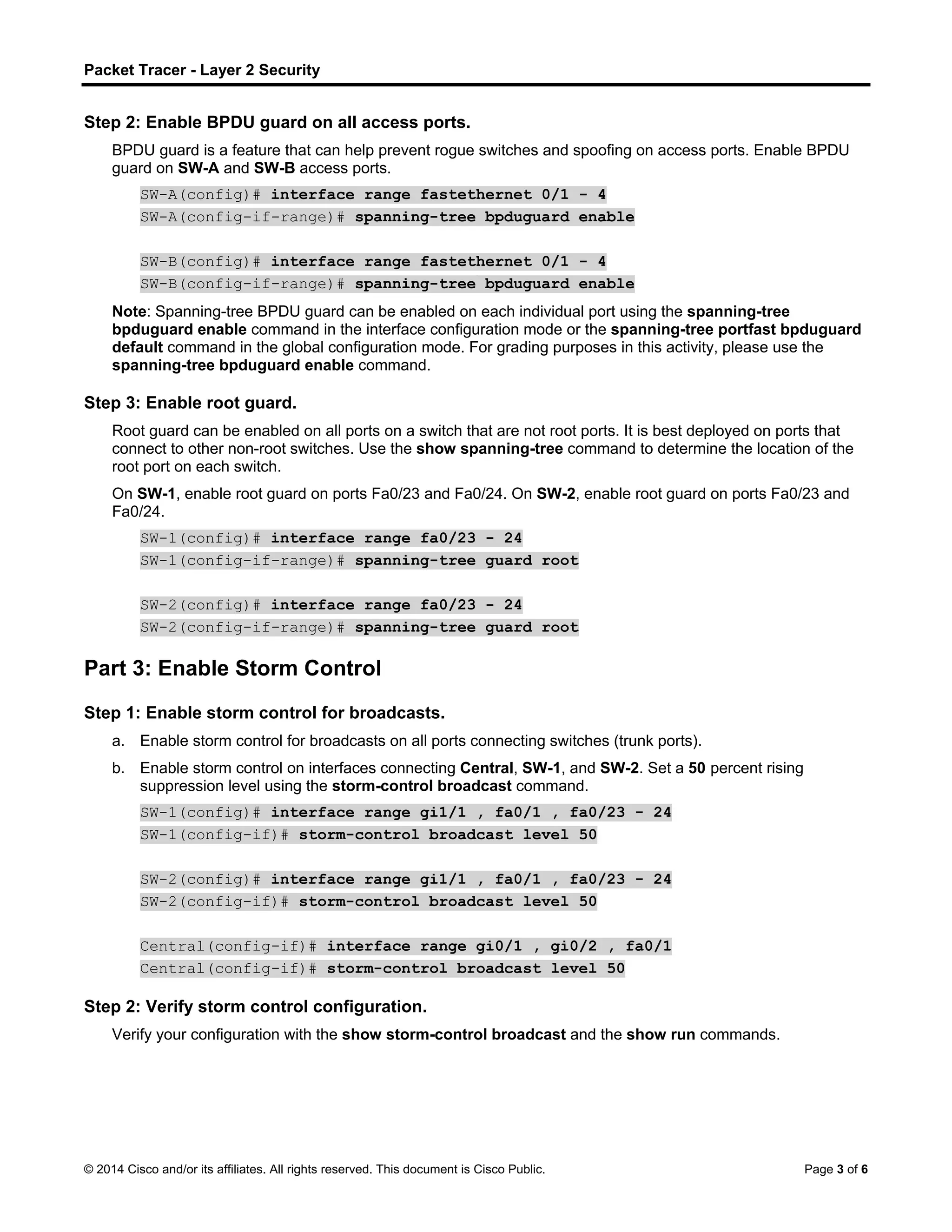 6.5.1.2 packet tracer layer 2 security instructor | PDF