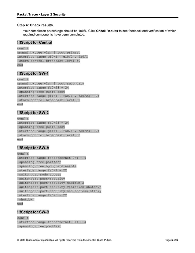 6.5.1.2 packet tracer layer 2 security instructor | PDF | Operating Systems | Computer Software ...
