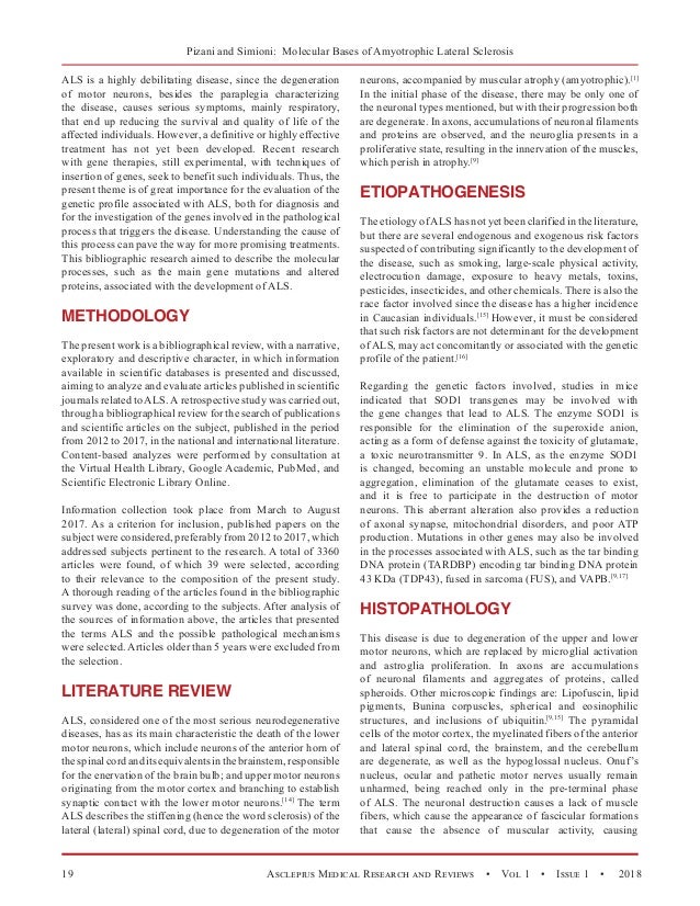 The Main Molecular Bases of Amyotrophic Lateral Sclerosis: An ...