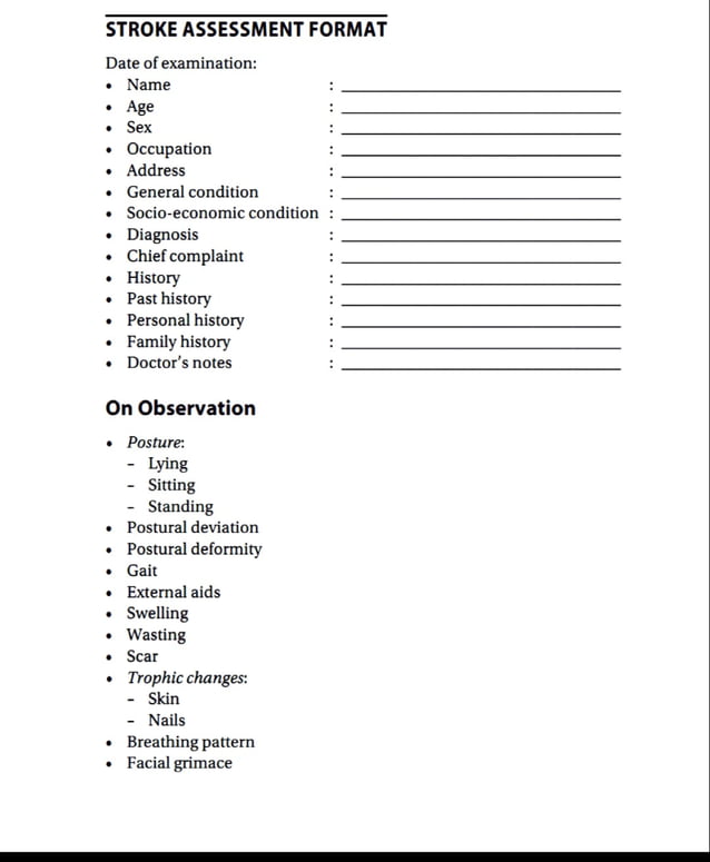 stroke assessment format | PDF