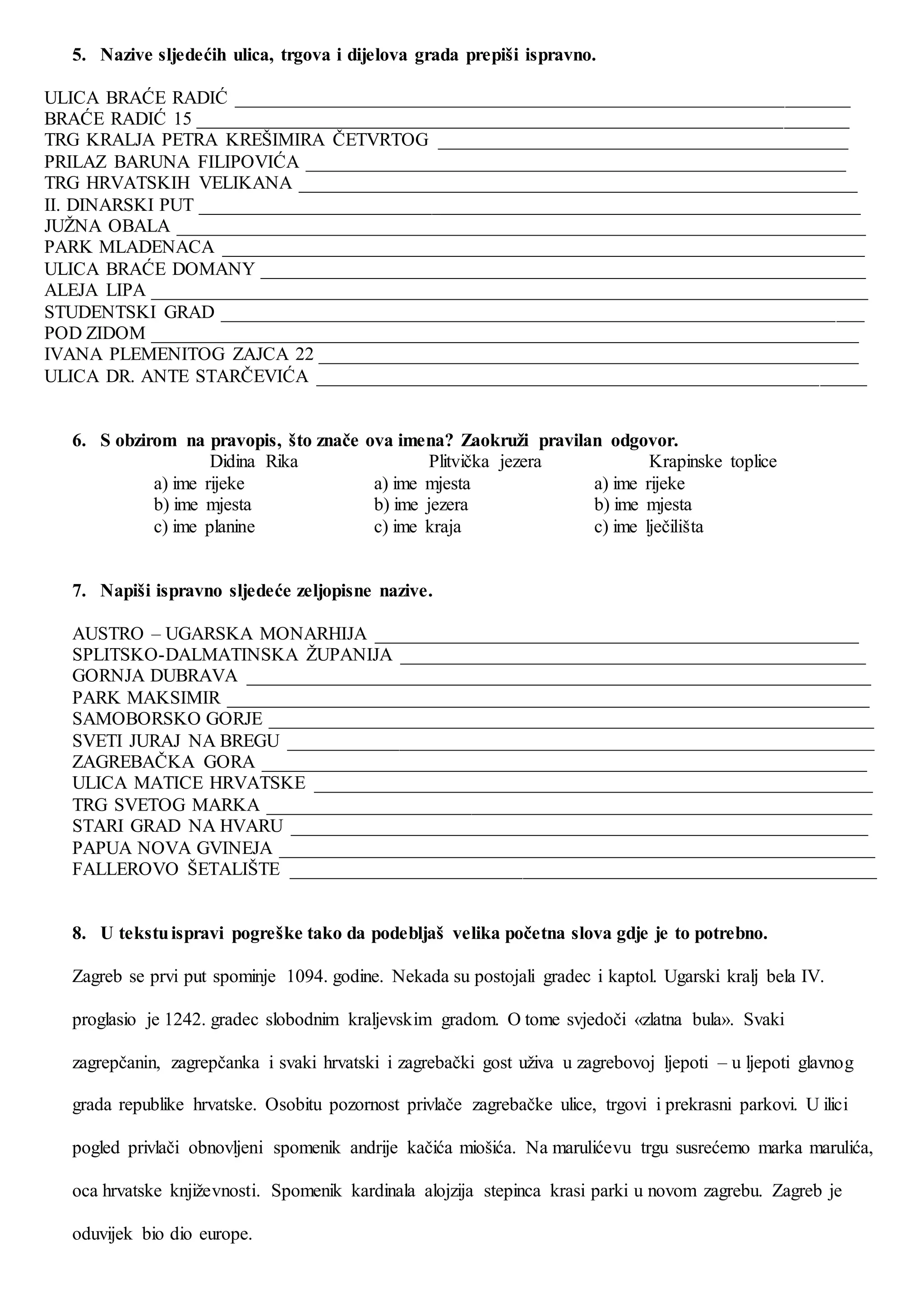 6. razredi - veliko slovo | DOC