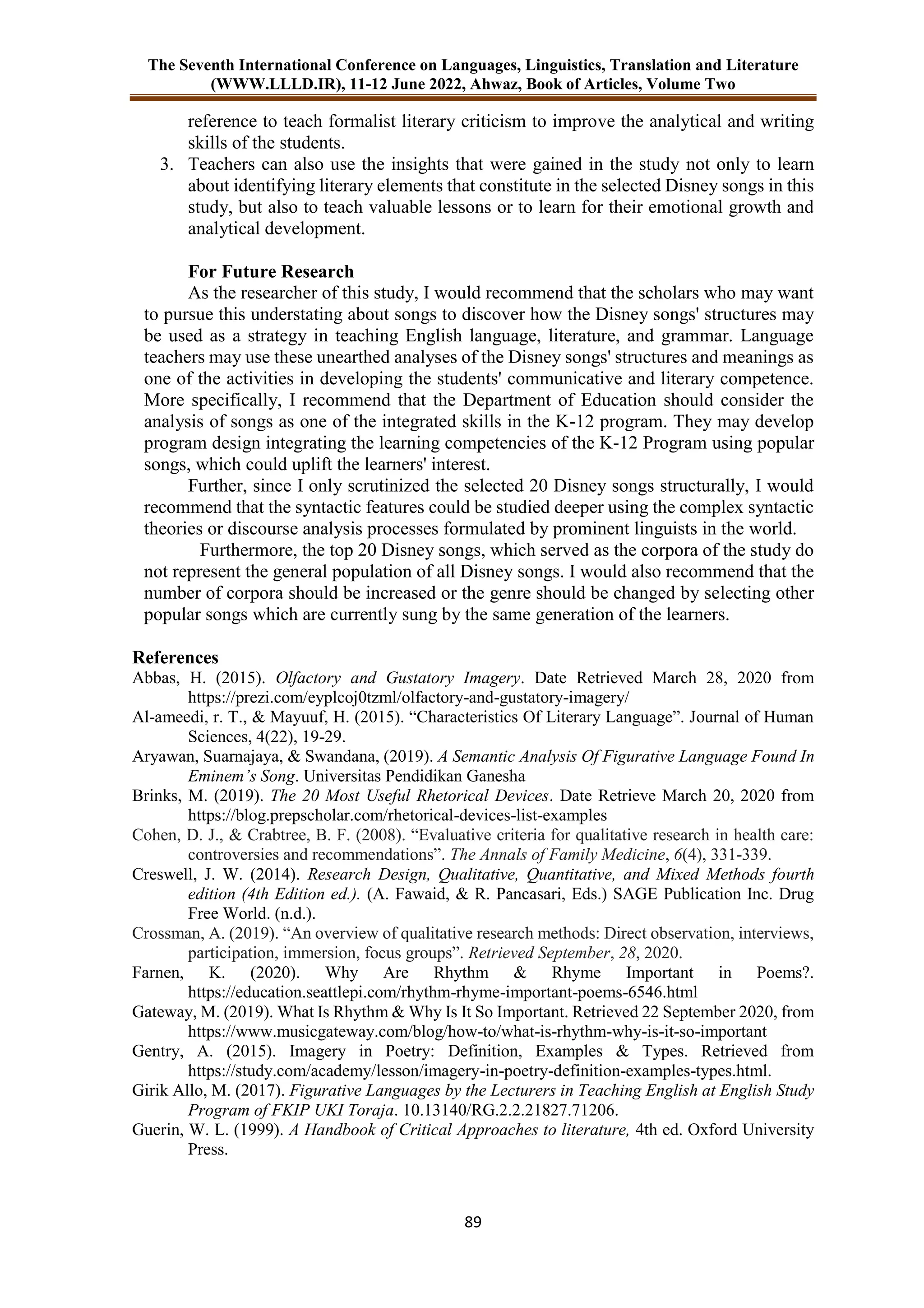 The Language of Disney Songs: A Formalistic Analysis | PDF