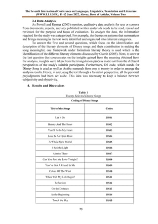 The Language of Disney Songs: A Formalistic Analysis | PDF