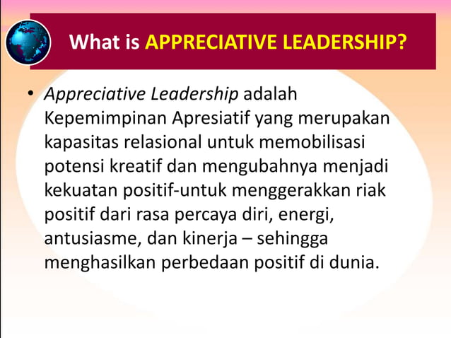 Appreciative Leadershipas New Approach _Training "PERFORMANCE ...