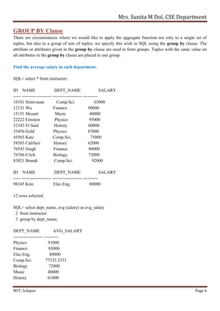 6. Aggregate Functions.pdf | Databases | Computer Software and Applications