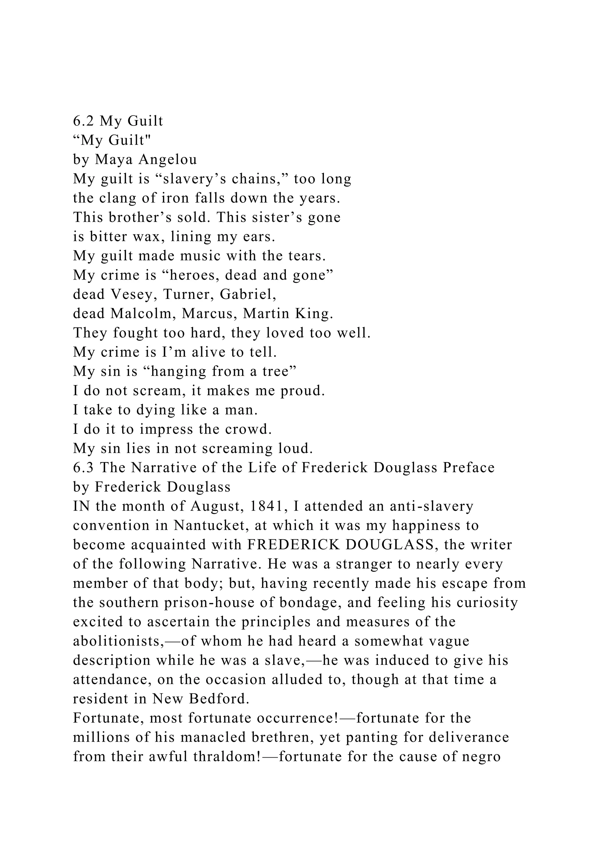 6.2 My GuiltMy Guiltby Maya AngelouMy guilt is slavery’s .docx