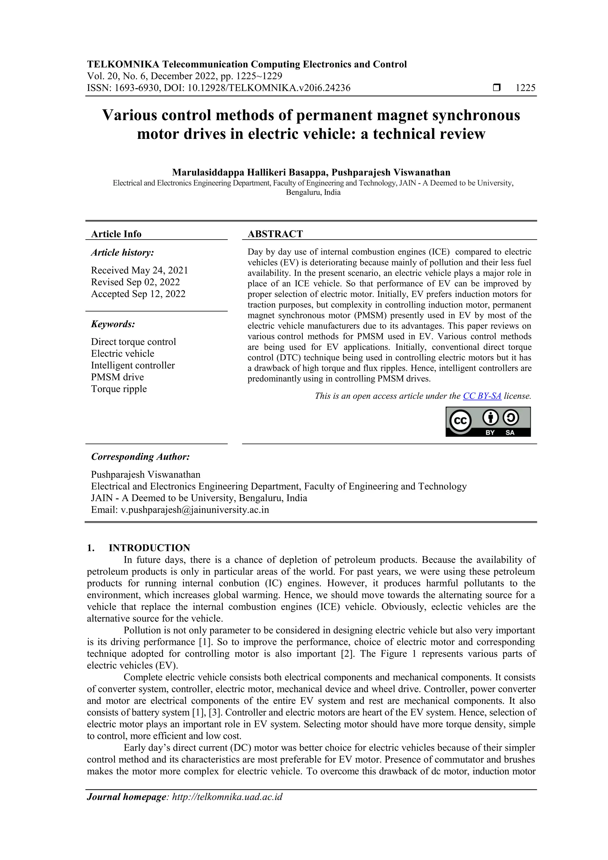 Various control methods of permanent magnet synchronous motor drives in ...