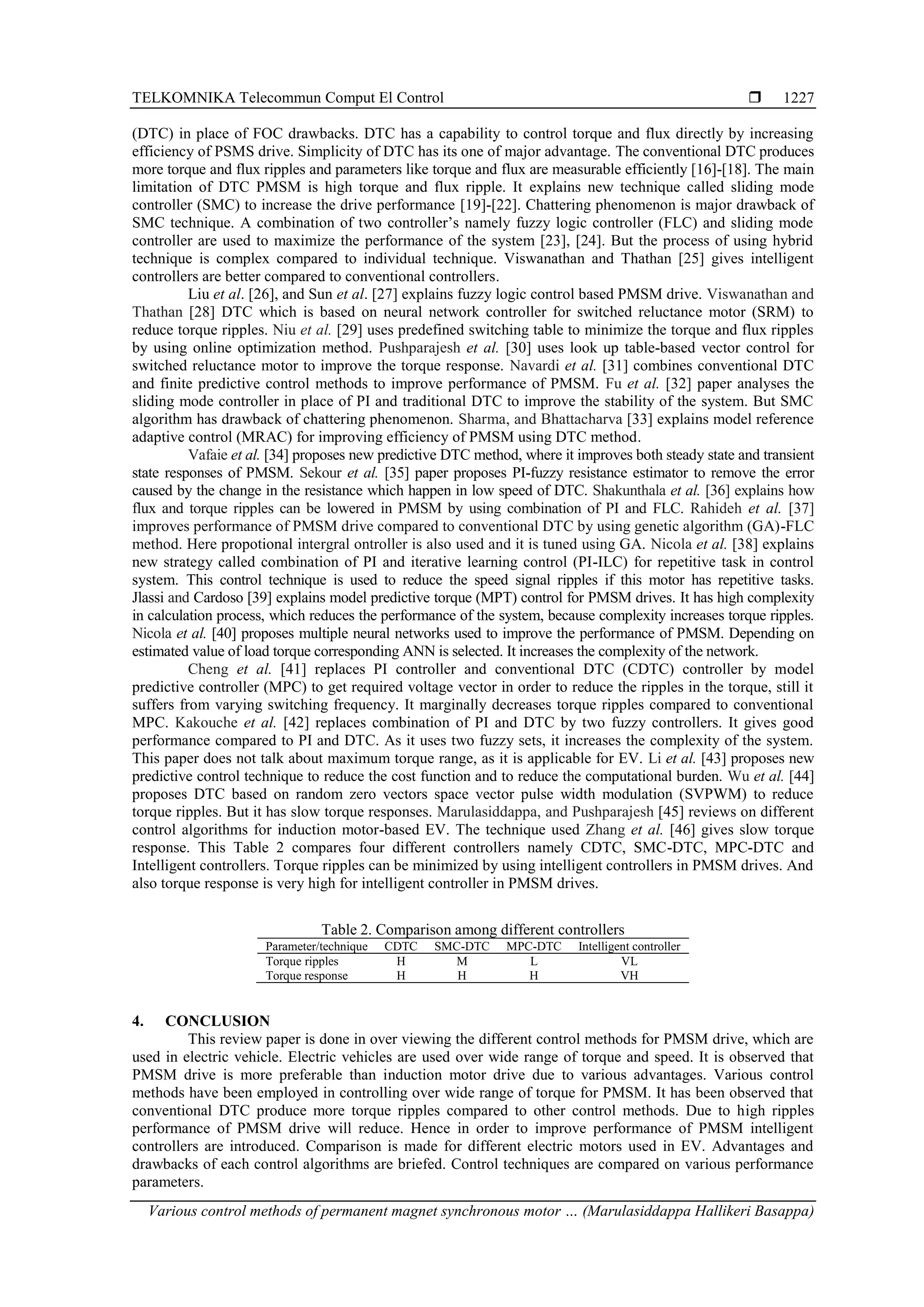 Various Control Methods Of Permanent Magnet Synchronous Motor Drives In