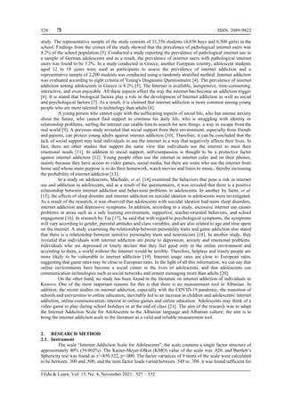 Adaptation, validity and reliability study of the “Internet Addiction ...