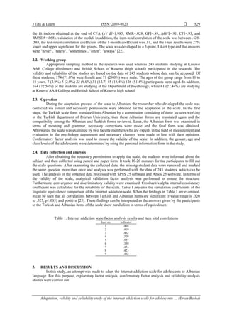 Adaptation, validity and reliability study of the “Internet Addiction ...