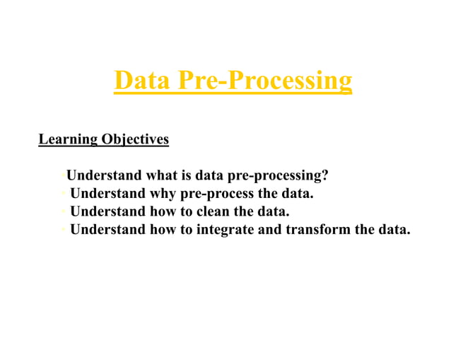 Pre-Processing and Data Preparation | PPT | Databases | Computer Software and Applications