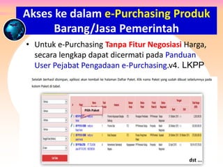 Tahapan e-Purchasing melalui e-Katalog _Training "e-PURCHASING from e-Cataloque". | PPTX