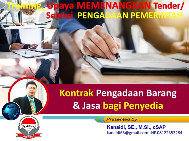 Kontrak Pengadaan Barang & Jasa bagi Penyedia Training "Upaya MEMENANGKAN Tender/Seleksi ...
