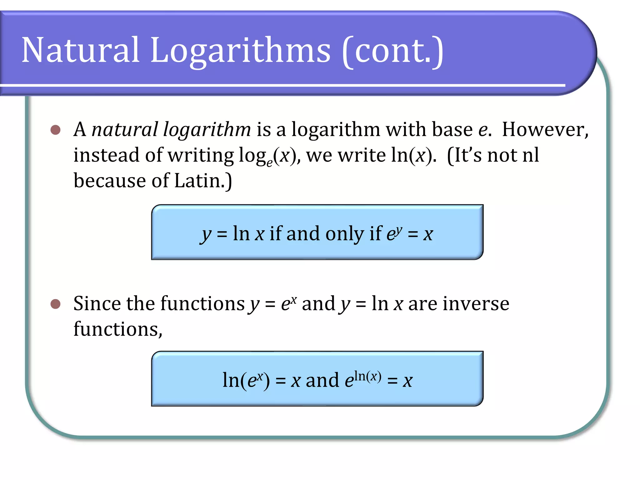 6.3 Logarithmic Functions | PPT