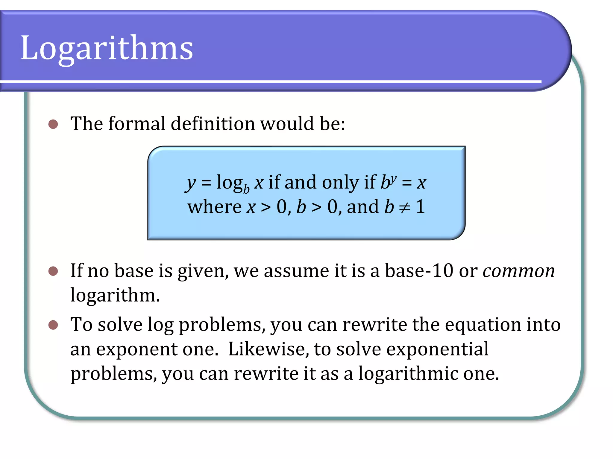 6.3 Logarithmic Functions | PDF