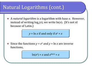 6.3 Logarithmic Functions | PPT