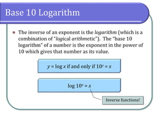 6.3 Logarithmic Functions | PPT