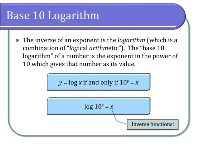 6.3 Logarithmic Functions | PPT