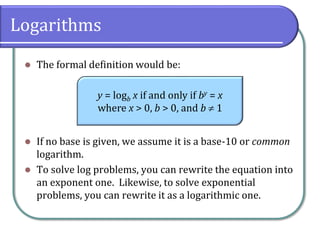 6.3 Logarithmic Functions | PPT