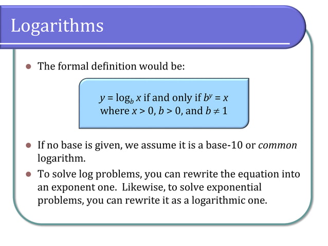 6.3 Logarithmic Functions | PPT