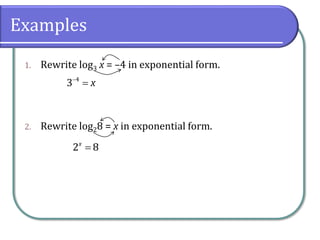 6.3 Logarithmic Functions | PPT
