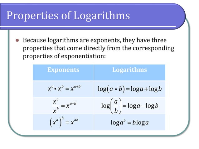 6.5 Logarithmic Properties | PPT