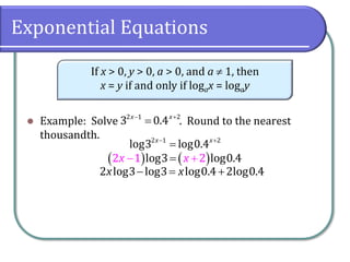 6.6 Exponential and Logarithmic Equations | PDF