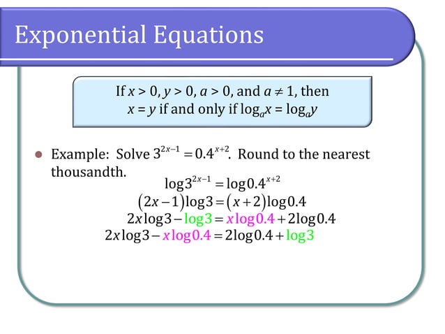 6.6 Exponential and Logarithmic Equations | PDF