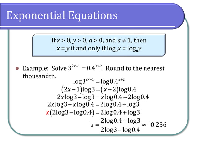 6.6 Exponential and Logarithmic Equations | PDF
