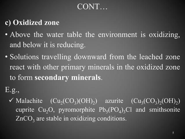 6. Supergene and secondary enrichment deposits.pptx | Chemistry | Science