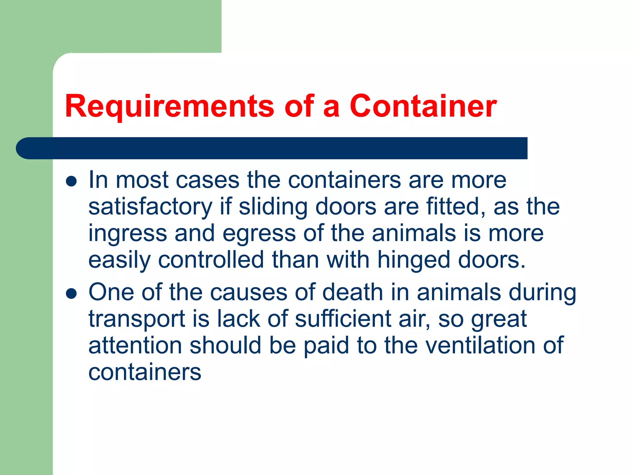 6. Transportation of wild animals.ppt | Veterinary Medicine | Pets