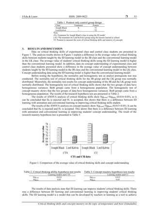 Critical thinking skills and concepts mastery on the topic of ...