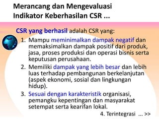 Merancang dan Mengevaluasi Indikator Keberhasilan CSR _Training "CSR & COMMUNITY DEVELOPMENT_ISO ...