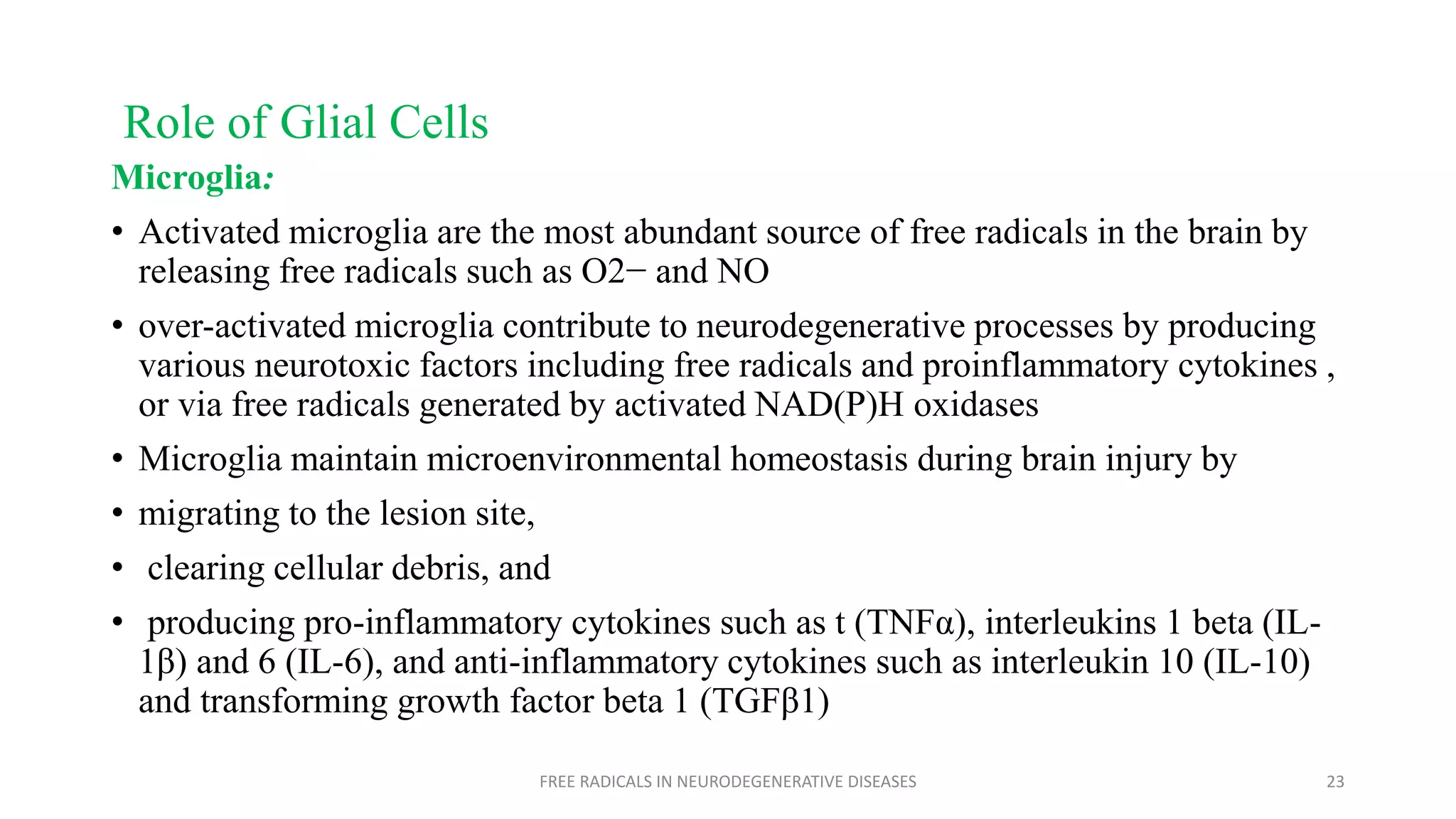 Role of Free radicals in Neurodegenerative diseases- Parkinsonism.pptx